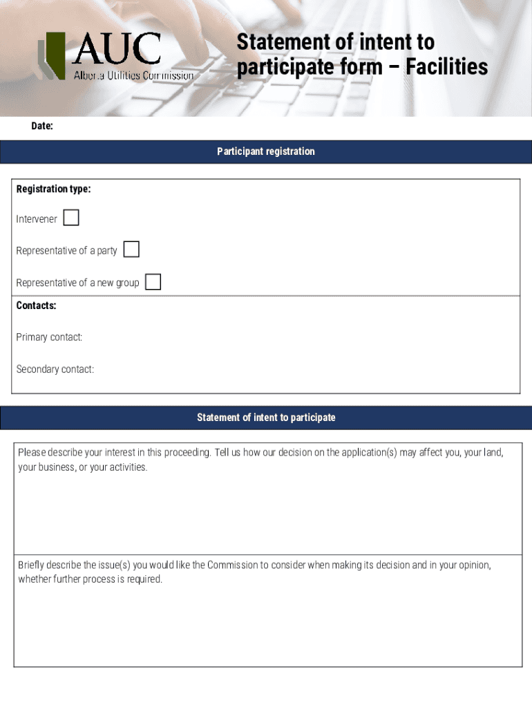 Fillable Online Statement of intent to participate form Fax Email Print ...