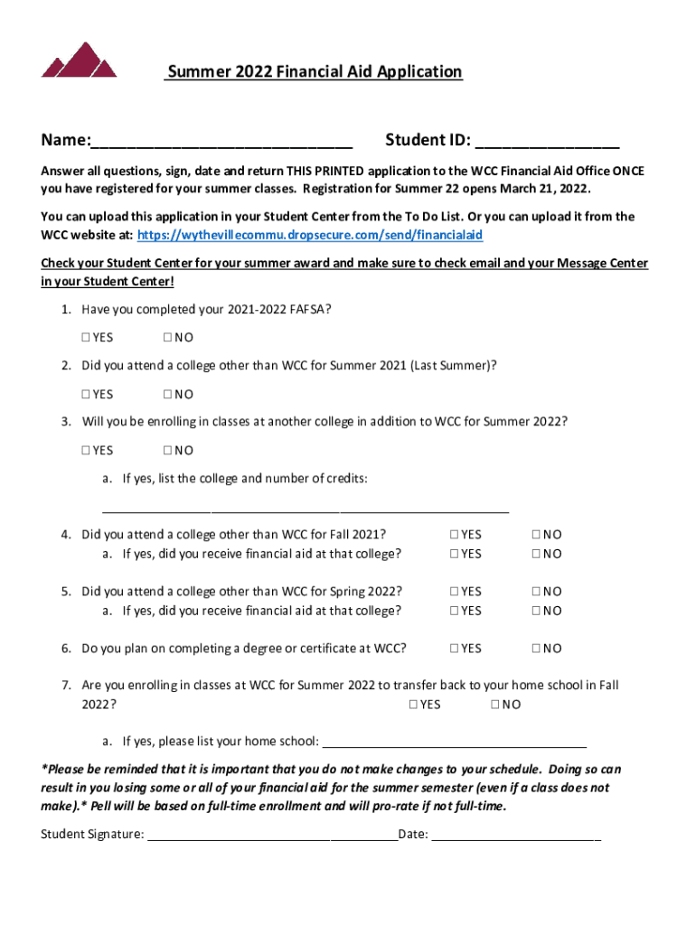 Fillable Online Financial aid online application Fax Email Print - pdfFiller