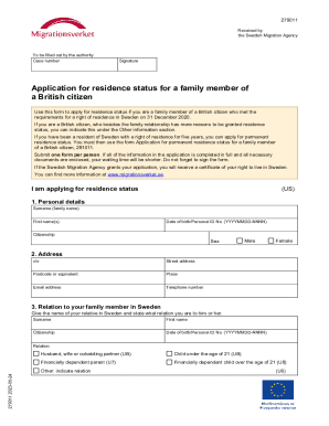 Fillable Online Application for residence status for a family member of ...