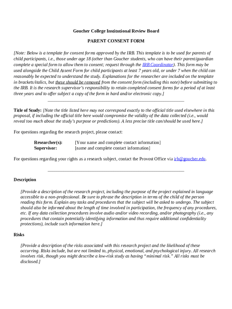 Sample parent consent (children) - Studylib Doc Template | pdfFiller