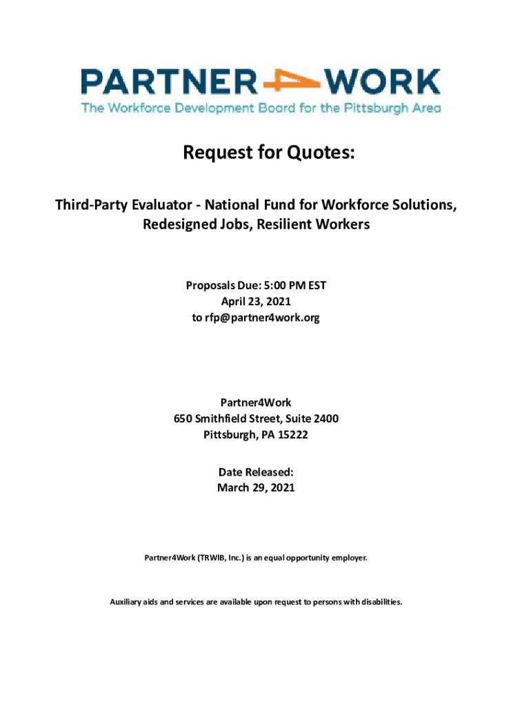 Fillable Online Third-Party Evaluator - National Fund for Workforce ...