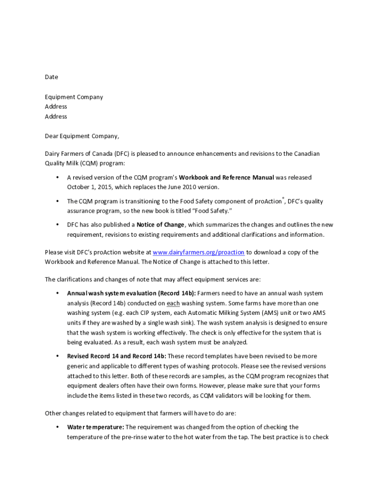 Fillable Online Letter to equipment companies-CQM revision-Sep3015 Fax ...
