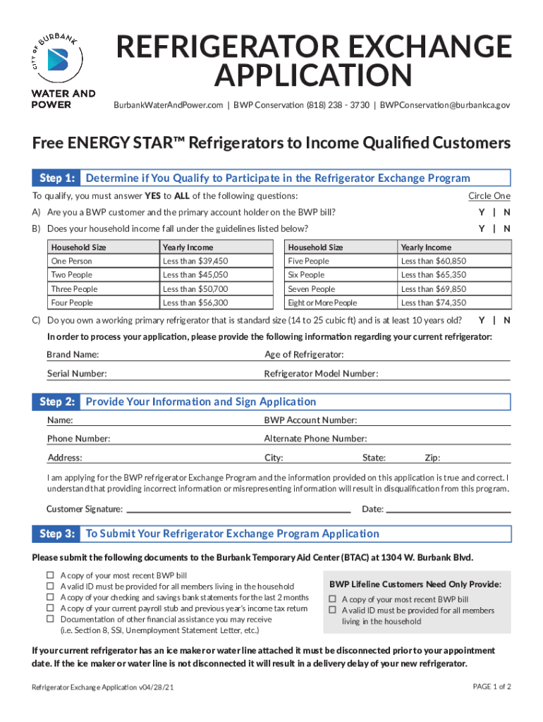 Fillable Online Refrigerator for Low Income Fax Email Print - pdfFiller