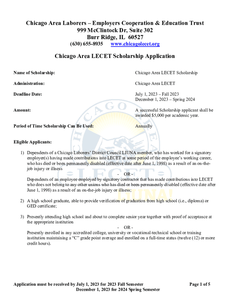 Fillable Online Chicago Area Laborers-Employers Cooperation and ...