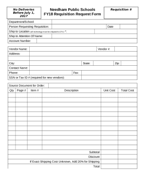 FY18 Requisition Request Doc Template | pdfFiller