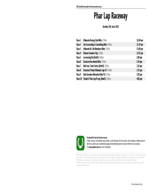 Fillable Online Phar Lap Raceway Printable Form Guide - Sunday 11th ...