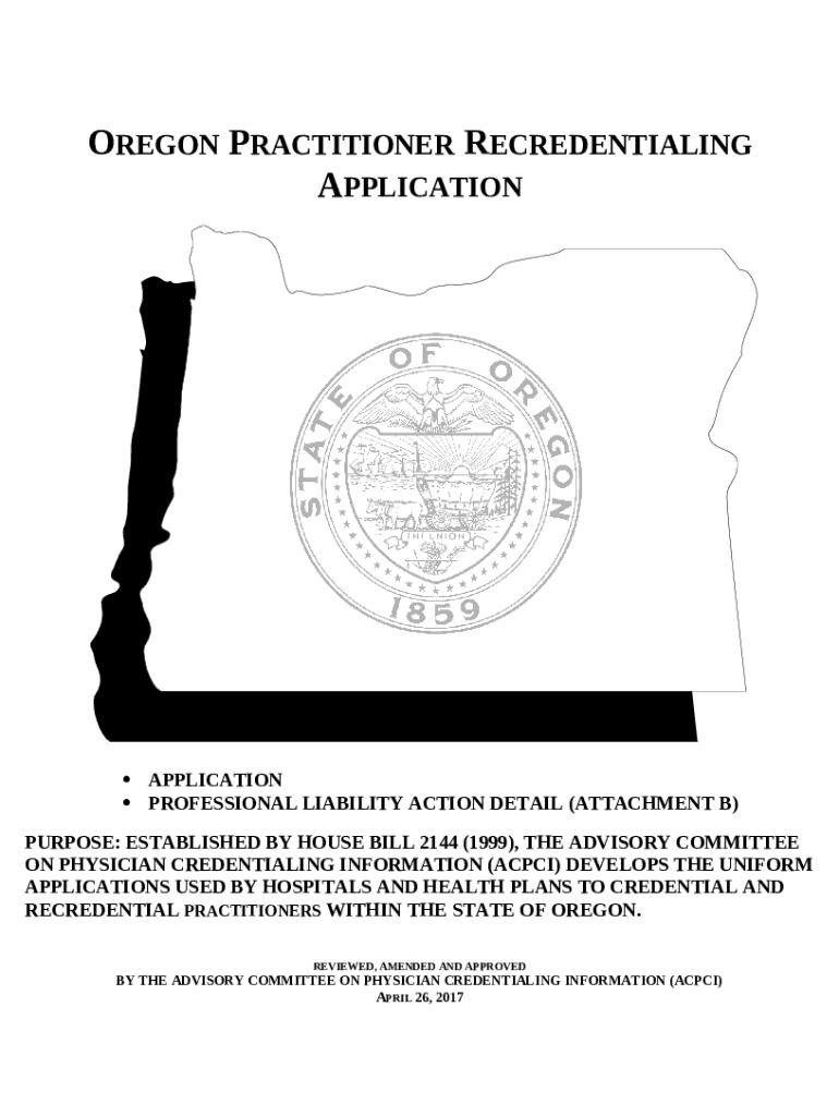 MSC 9048R Oregon Practitioner Recredentialing Application Doc Template | pdfFiller