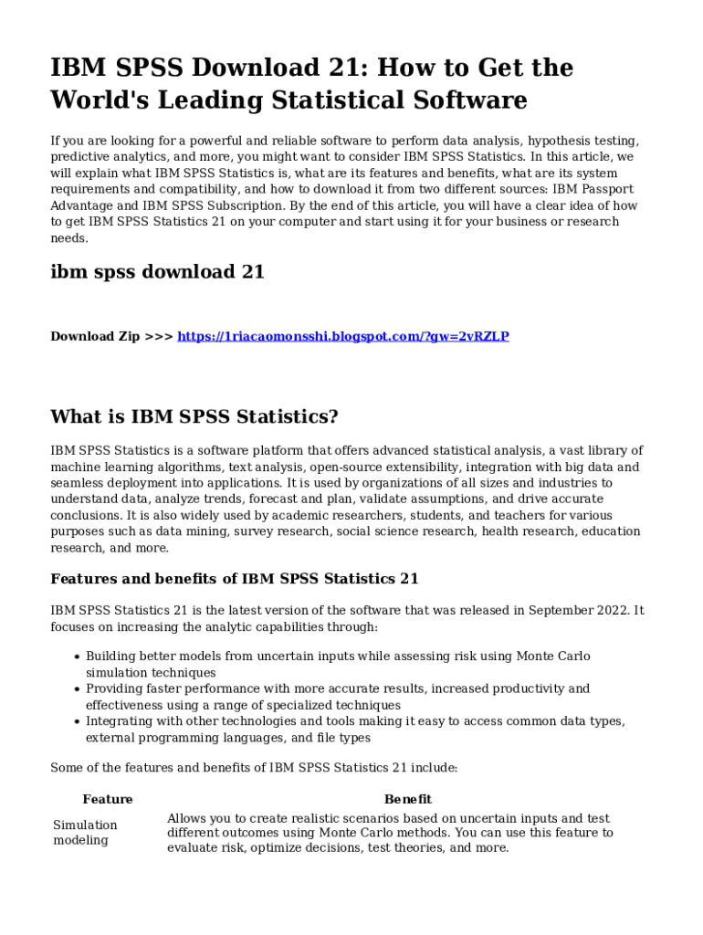 Fillable Online How to Access IBM SPSS Statistics 21 and Use It for ...