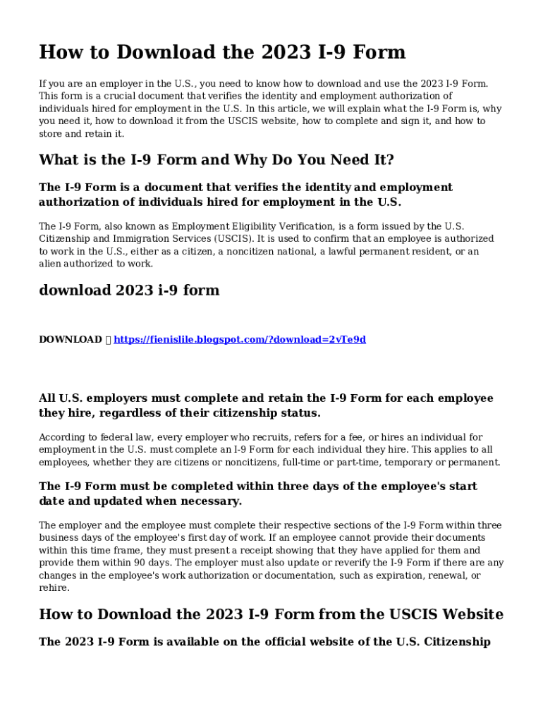 Fillable Online Form I-9: New Version Available (start using by 11/1/23 ...