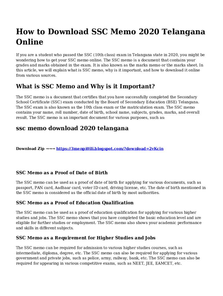 Ssc Original Long Memo Download - Fill Online, Printable, Fillable ...