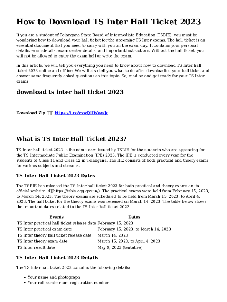 Fillable Online How to Download TS Inter Hall Ticket 2023 Fax Email ...
