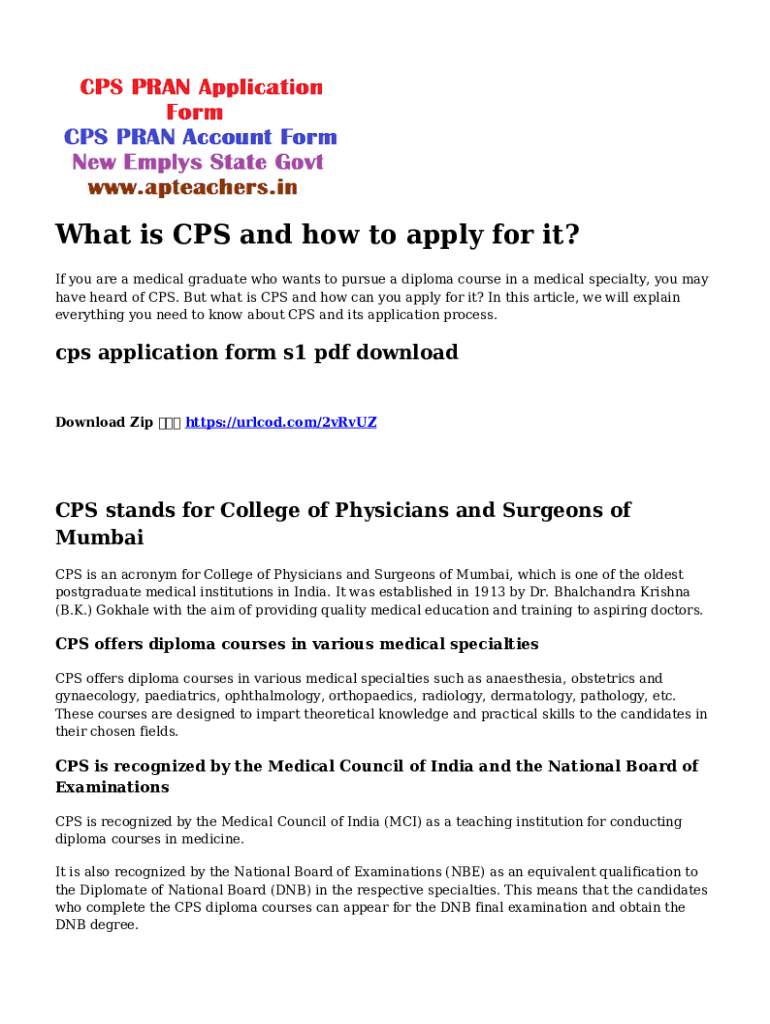 Fillable Online CPS S1 Form PDF Fax Email Print - pdfFiller