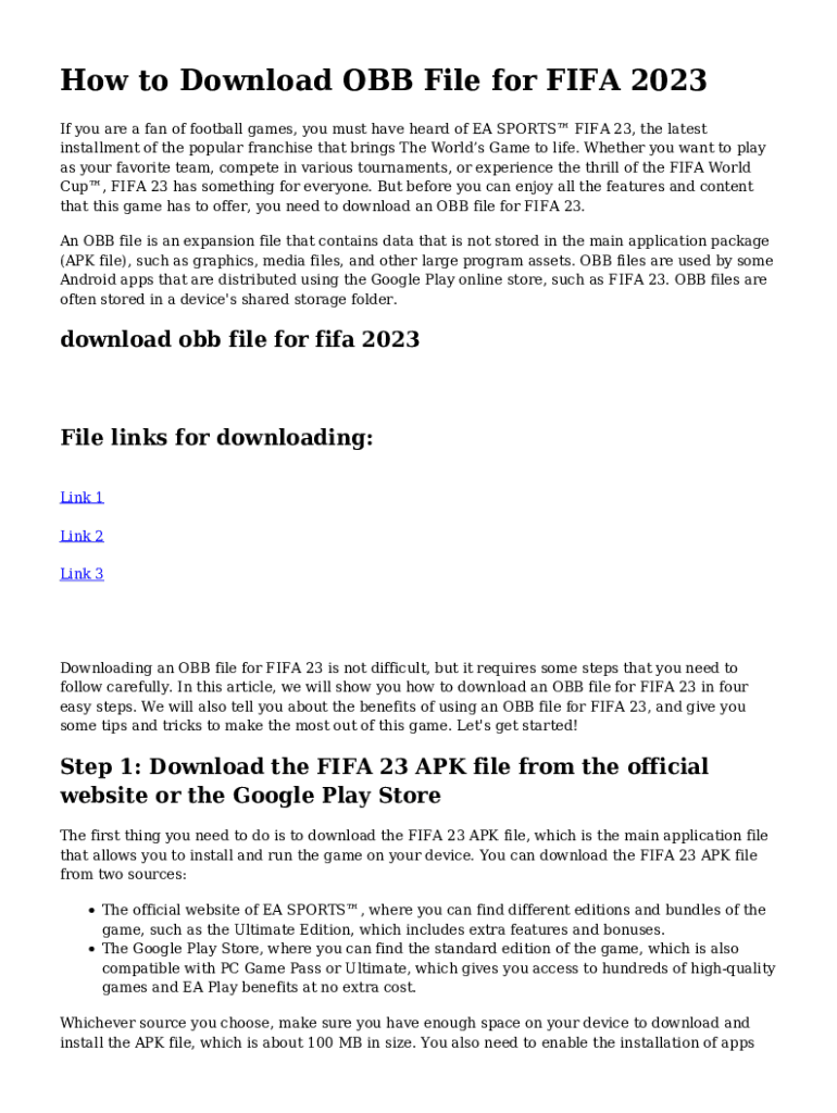 Fillable Online Get FIFA 23 Mod Apk + Obb + Data for Android with ...