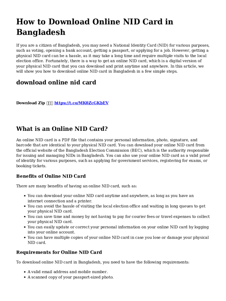 Nid Card Download Bd Pdf - Fill Online, Printable, Fillable, Blank ...