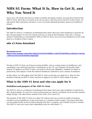 Fillable Online S1 form - State Healthcare in Spain for UK pensioners ...