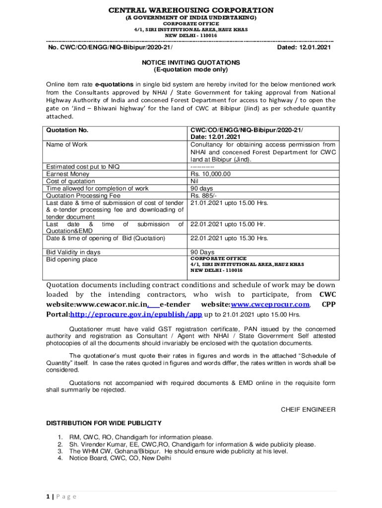 Fillable Online central warehousing corporation in Hauz Khas, Delhi-110016 Fax Email Print ...