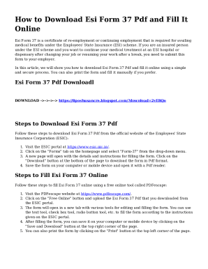 Fillable Online How to Download Esi Form 37 Pdf and Fill It Online Fax Email Print - pdfFiller