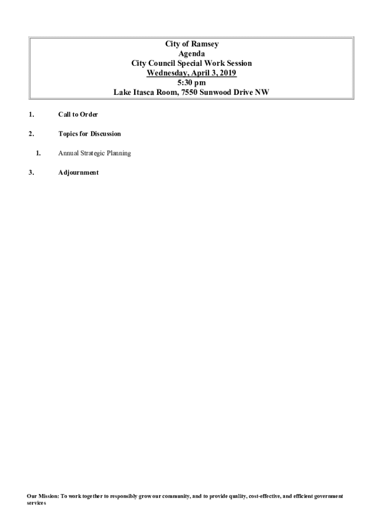 Fillable Online City of Ramsey Agenda City Council ... Fax Email Print - pdfFiller