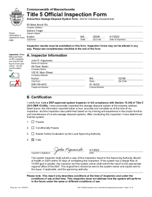 Fillable Online Title 5 septic system forms Fax Email Print - pdfFiller