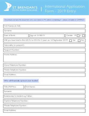 Fillable Online International Application Form - 2019 Entry Fax Email ...