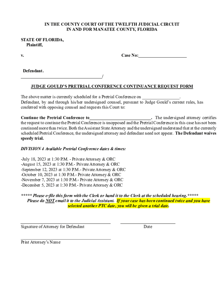 Fillable Online Manatee County Criminal Division 4 - Pretrial ...