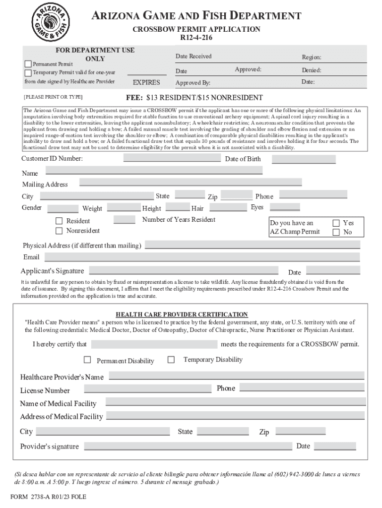 Fillable Online Application for Authorization to Use Crossbow for ...