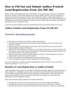 Fillable Online Andhra Pradesh Land Registration Form 32a Pdf 305 ...