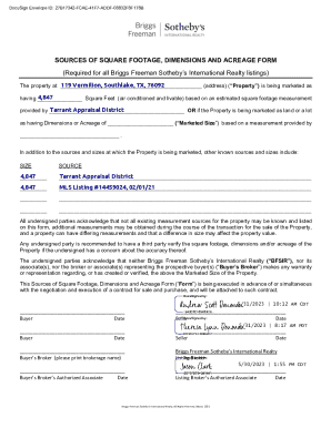 Fillable Online SOURCES OF SQUARE FOOTAGE, DIMENSIONS AND ACREAGE FORM ...
