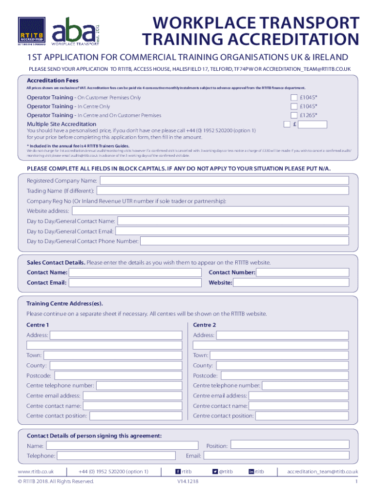 Fillable Online workplace transport training accreditation application ...