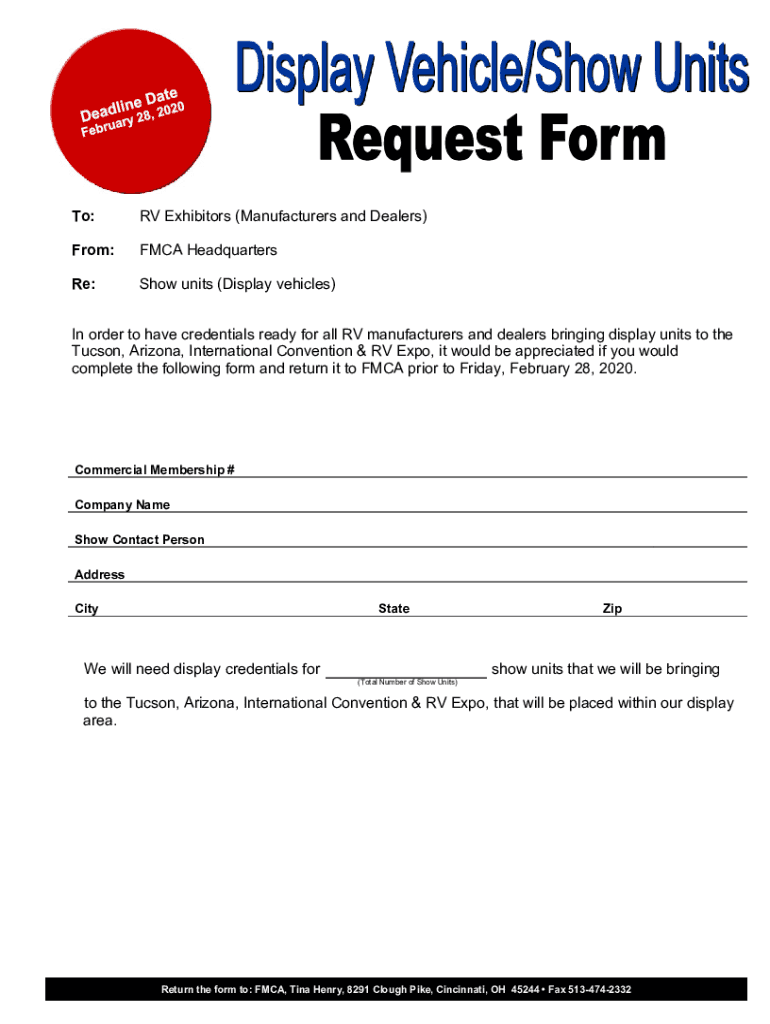 Fillable Online FMCA Announces '24 RV Expo to be March 24-27 in Tucson Fax Email Print - pdfFiller