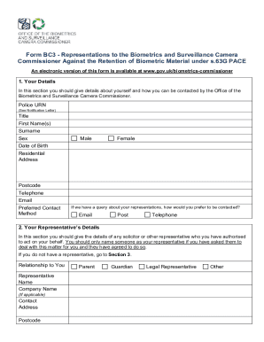 Fillable Online Form BC3 - Representations to the Biometrics and ...