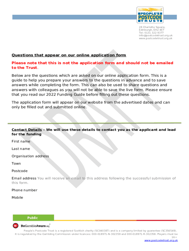 Apply for a grantPeople's Postcode Trust Doc Template | pdfFiller
