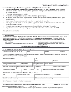 Wa Practitioner ApplicationFill Out and Use This PDF Doc Template ...