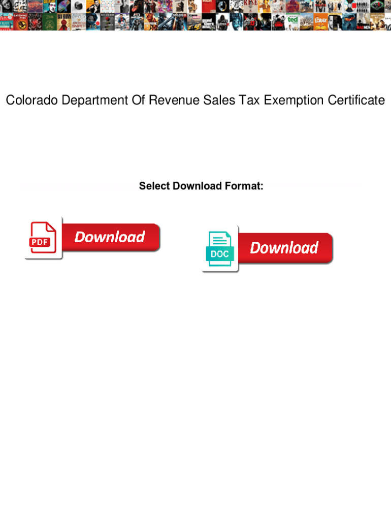 Fillable Online Colorado Department Of Revenue Sales Tax Exemption ...