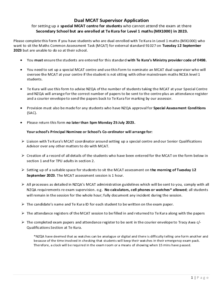 Fillable Online Dual Student MCAT Paper Request List for Secondary ...