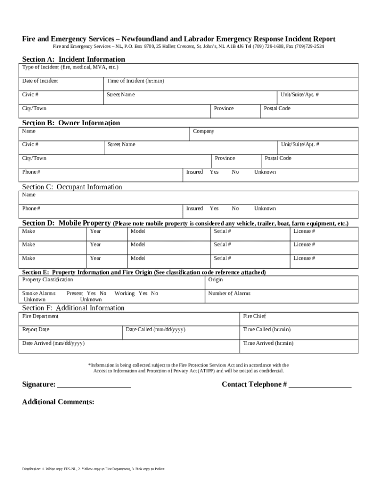 Fire and Emergency Services - St. John's Doc Template | pdfFiller