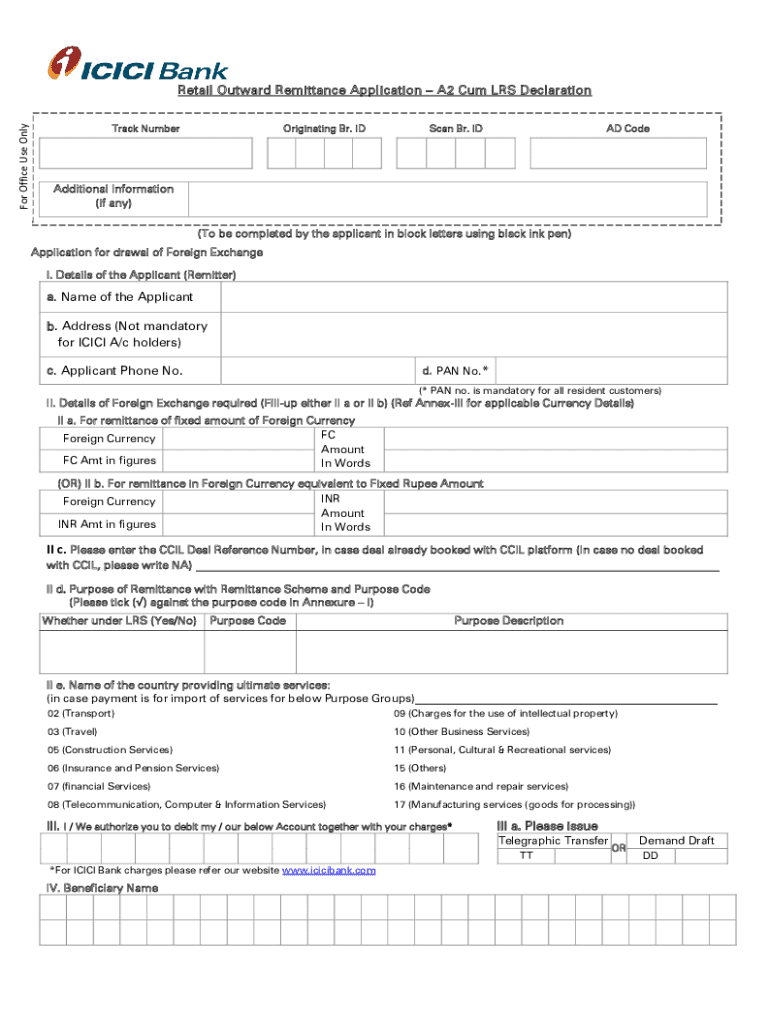 Fillable Online A2 CUM APPLICATION FORM FOR FOREIGN EXCHANGE ... Fax ...
