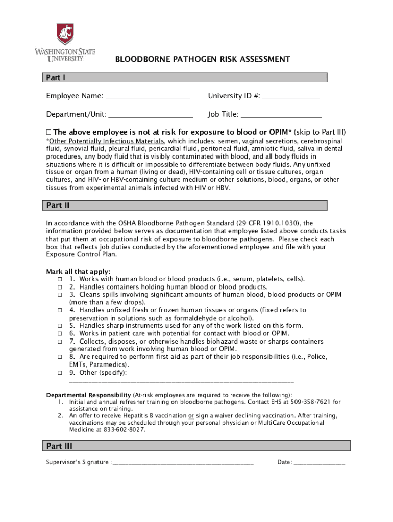 Fillable Online spokane wsu Risk Assessment & Initial Enrollment Form Fax Email Print - pdfFiller
