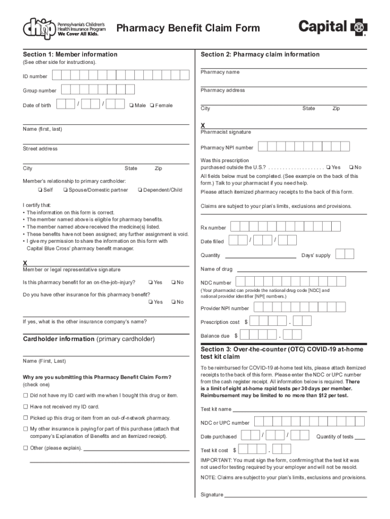 Fillable Online Pharmacy Benefit Claim Form. Pharmacy Benefit Claim Form Fax Email Print - pdfFiller