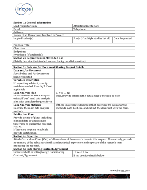 Fillable Online Incyte's Data Sharing Request Form. Download Incytes ...