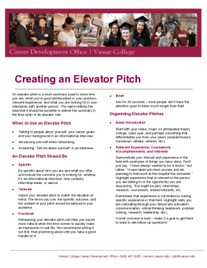 Fillable Online How to Write an Elevator Pitch (Examples & Speech ...