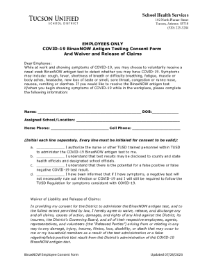 Fillable Online Printable COVID-19 BinaxNOW Antigen Testing Consent ...
