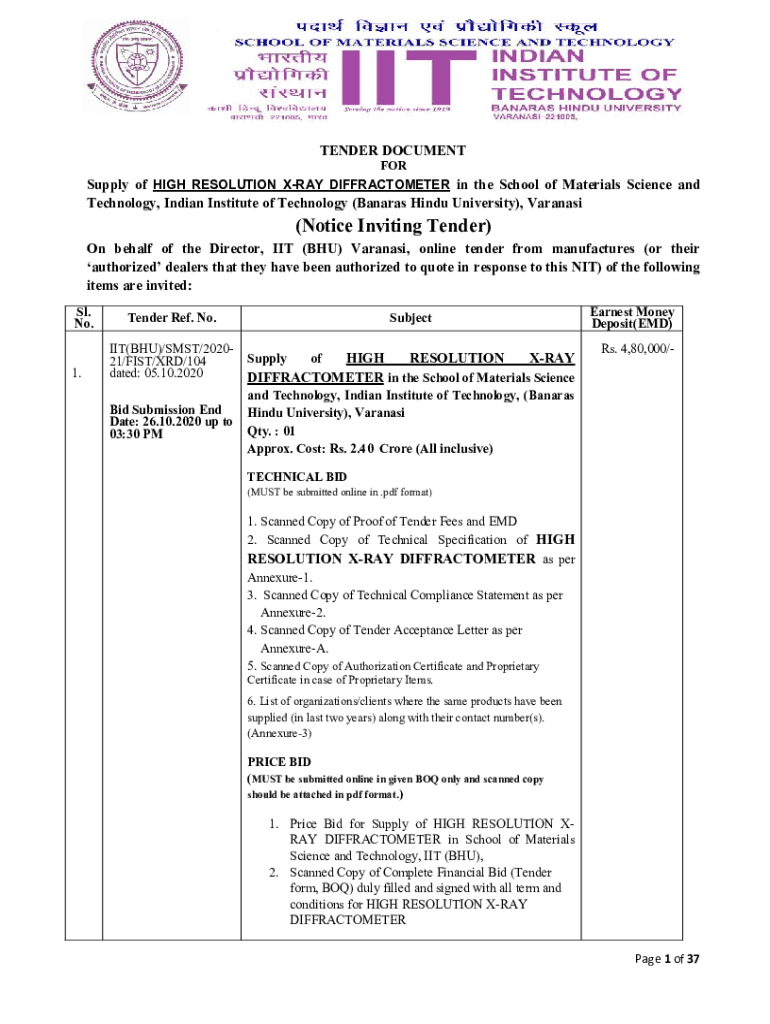 Fillable Online XRD NITre-tender Fax Email Print - pdfFiller