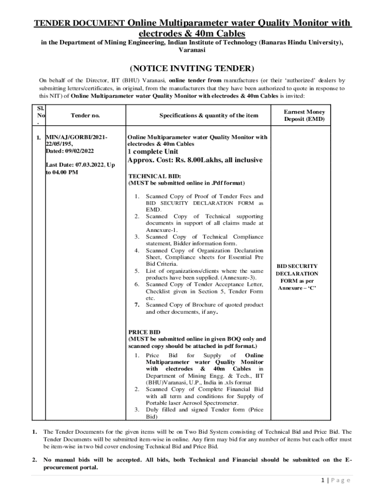 Fillable Online ETENDER DOCUMENT FOR SUPPLY, INSTALLATION, ... Fax ...