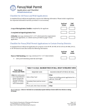 Fillable Online Building Permit Application Checklist Retaining Wall ...