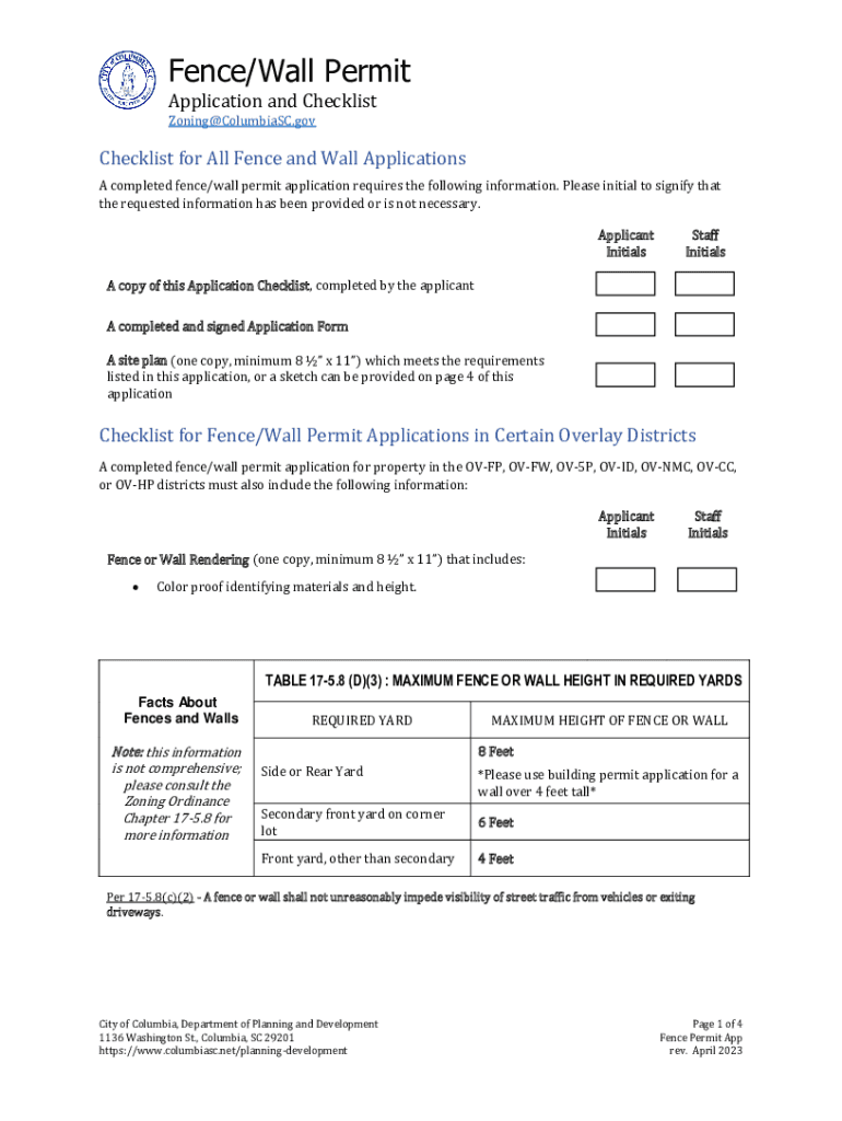 Fillable Online Building Permit Application Checklist Retaining Wall Fax Email Print - pdfFiller