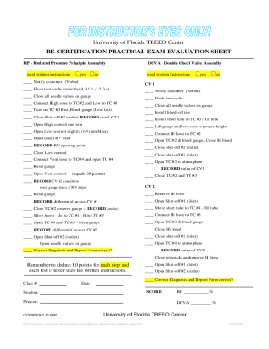 Fillable Online treeo ufl TREEO Center PRACTICAL EXAM EVALUATION SHEET ...