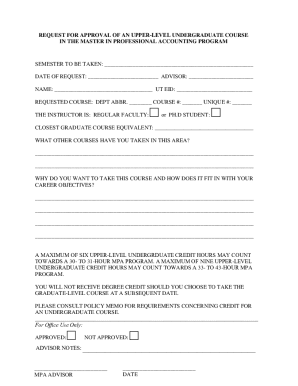 Fillable Online Form-Undergrad Class Approval Fax Email Print - pdfFiller