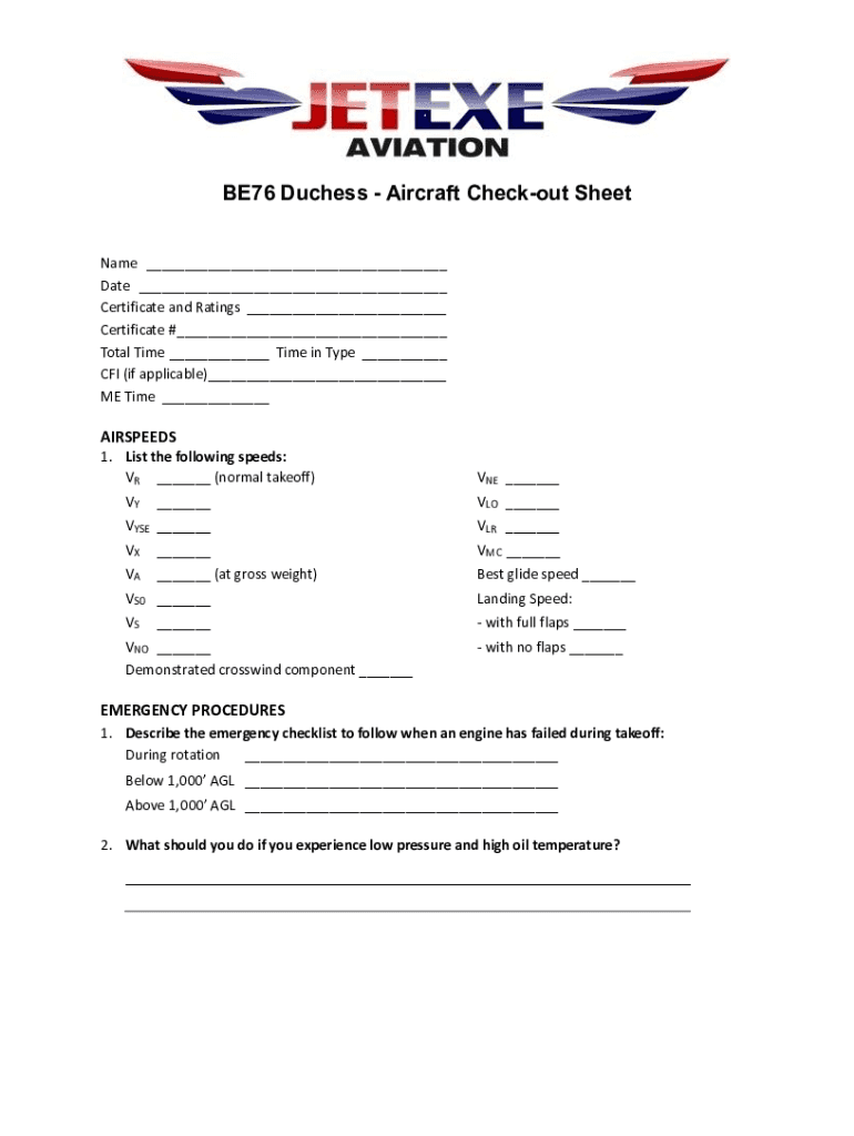 Fillable Online C-172S Checkout Questionnaire - Superior Flight School ...