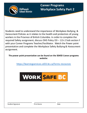 Fillable Online sss sd33 bc Career Programs Workplace Safety Part 2 Fax ...